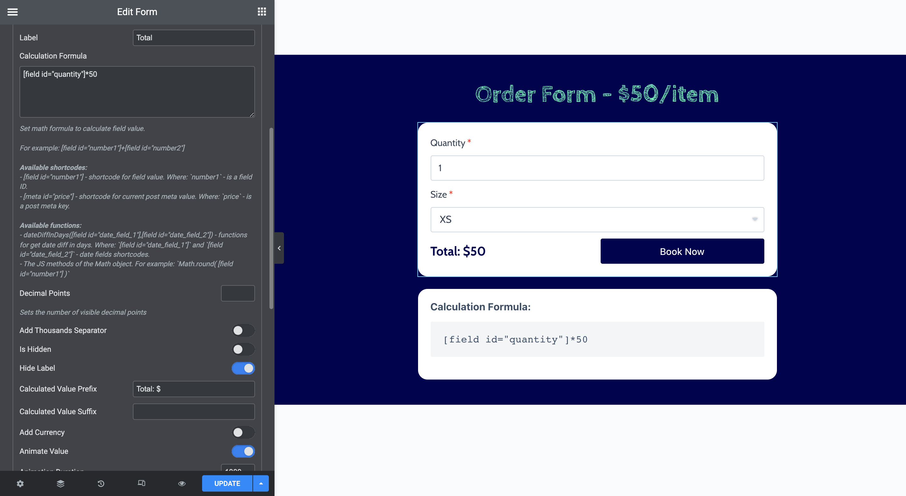 Calculated Field for Elementor Form by FlexyAddons | CodeCanyon